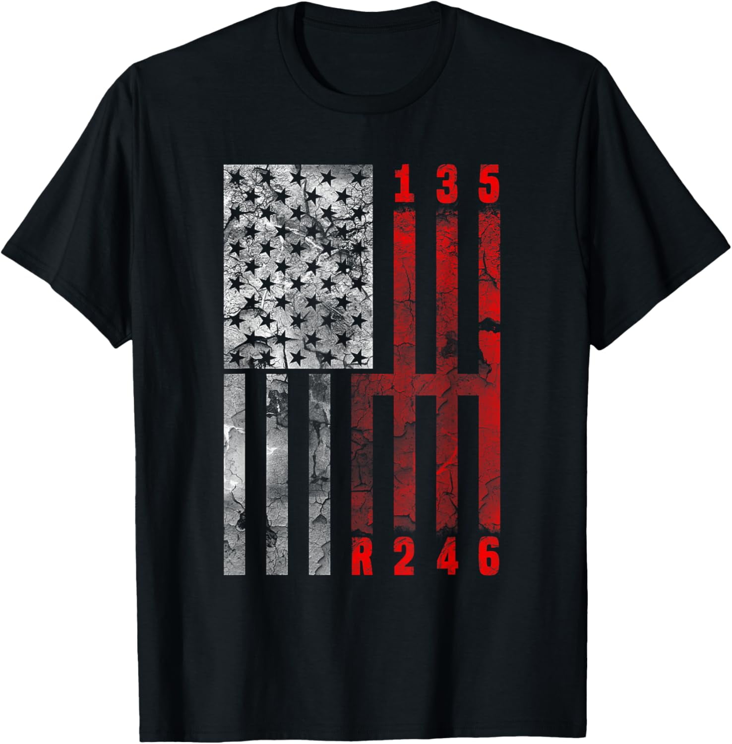 Stick Shift American Flag Muscle Car 6 Gears Mechanic Shirt T-Shirt ...