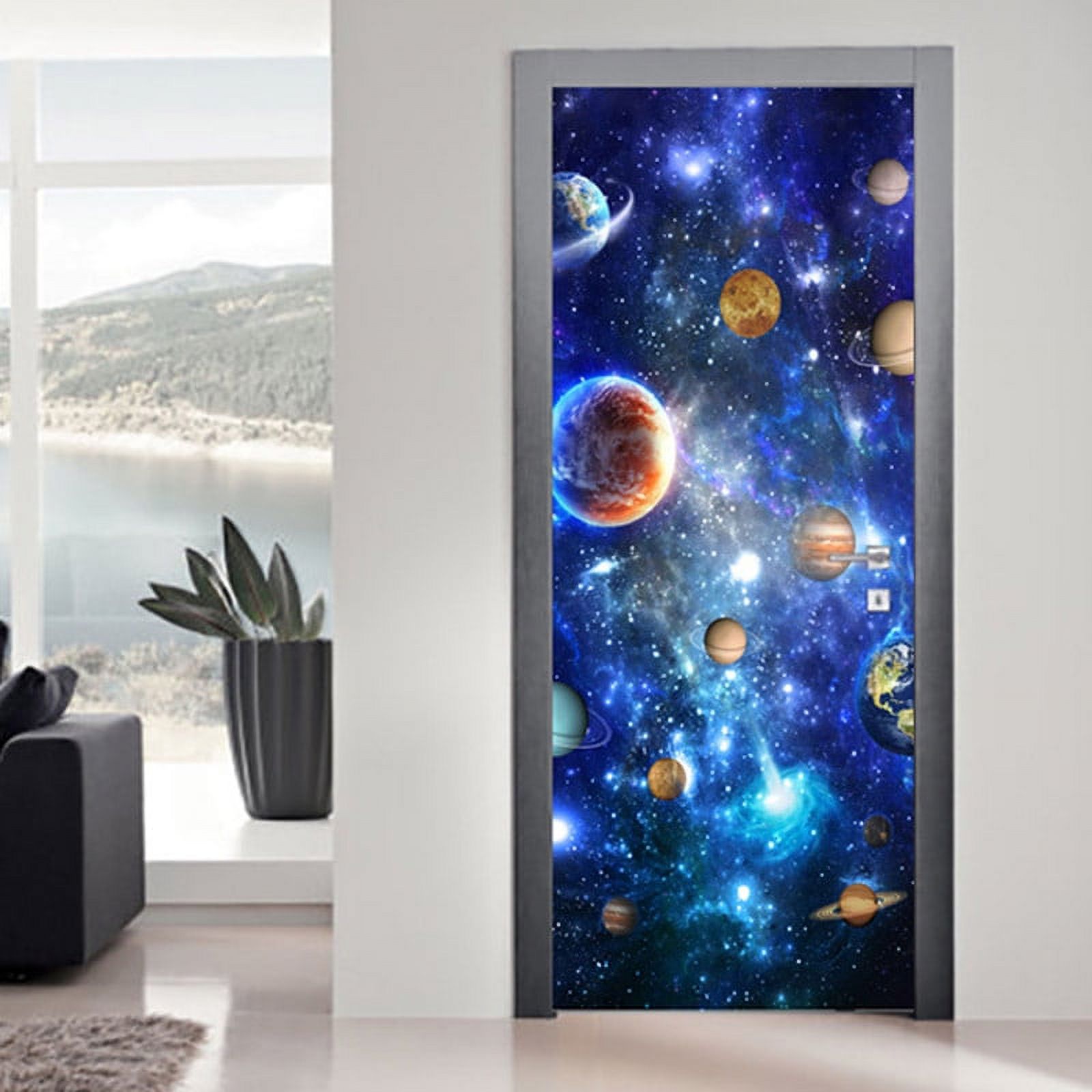 Sticked vinyl sticker abstract door sticker Universe space printed ...