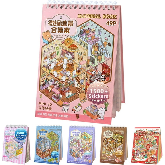 Sticker Book Collection, 20 Sets DIY Sticker Scenes, Craft Kit for ...