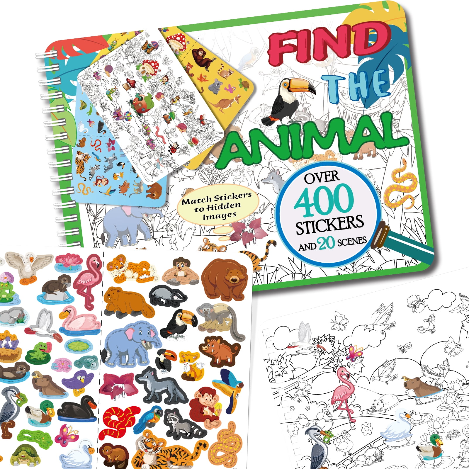 Sticker Books for Kids,Include 20 Animal Hidden Theme,Kids Educational ...