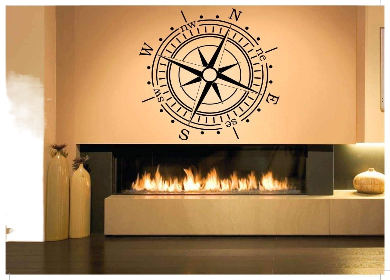 Sticker Compass Directions North South East West Nautical Theme Crossed ...