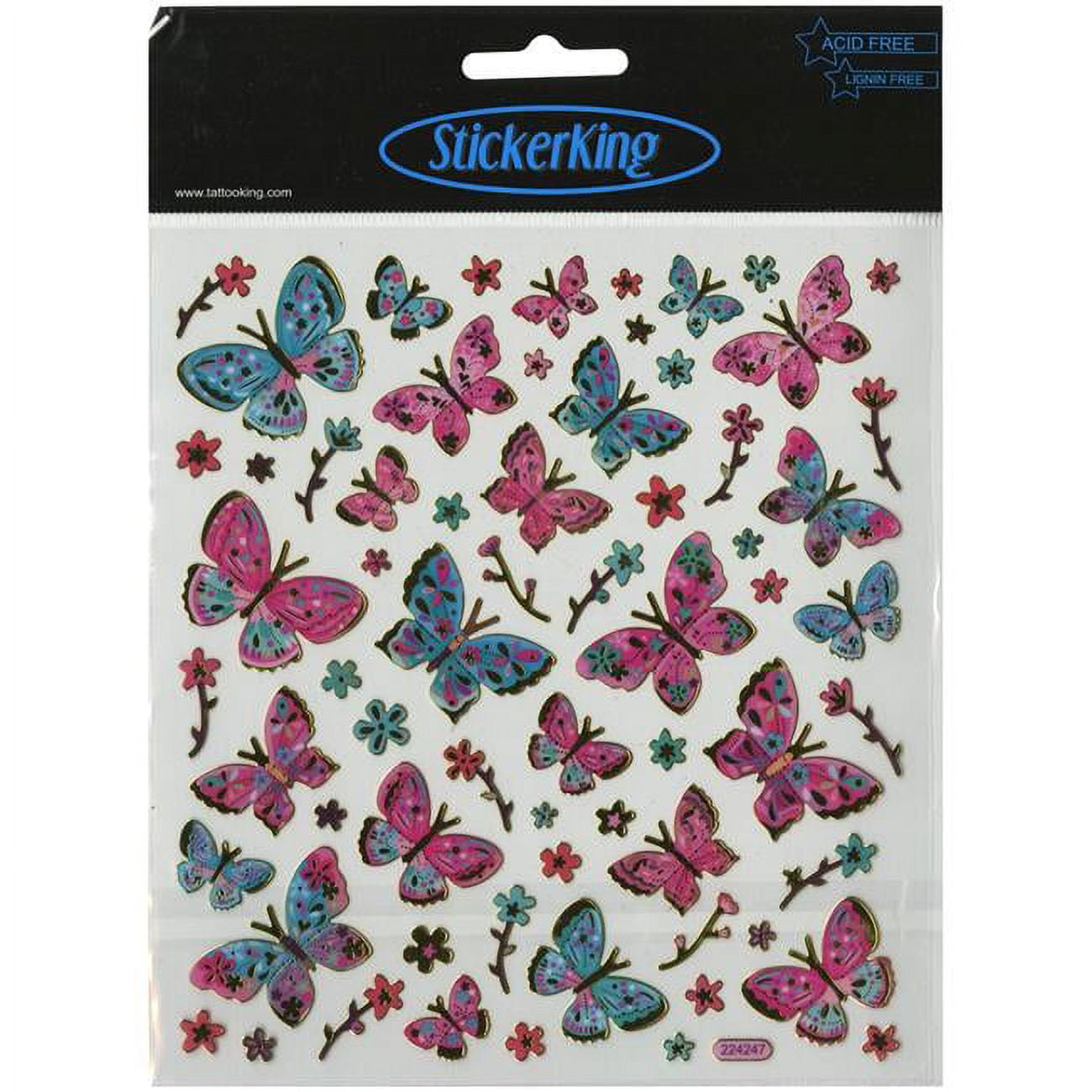Sticker King Stickers-Pink & Aqua Butterflies - Walmart.com