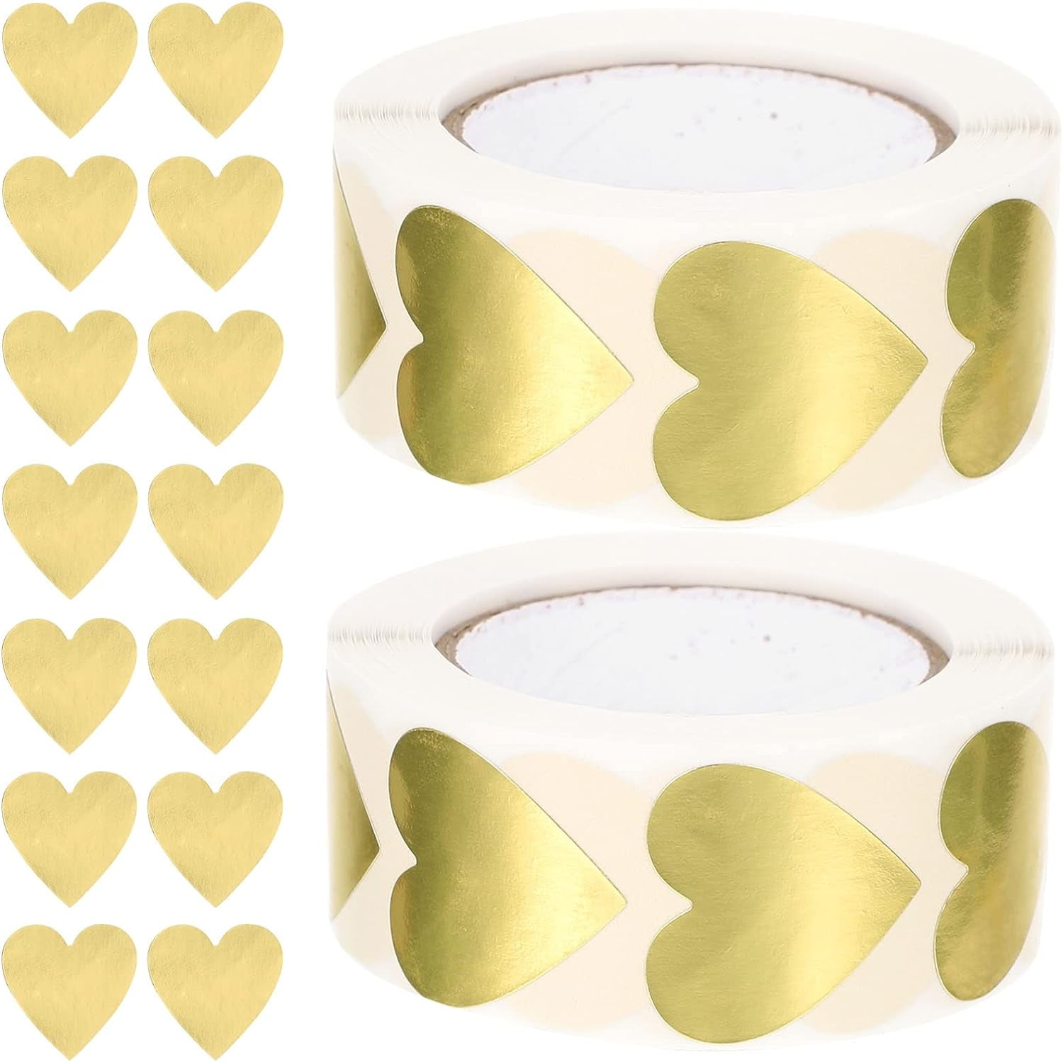 Sticker Labels 2 Rolls of Envelope Stickers Heart Shaped Wax Seal Gold ...