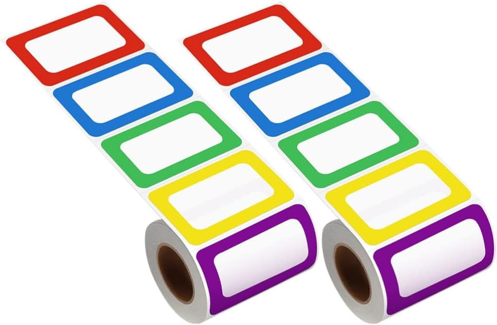 Sticker Labels Plain Name Tag Labels, 5 Colors Border Name Tag Stickers ...