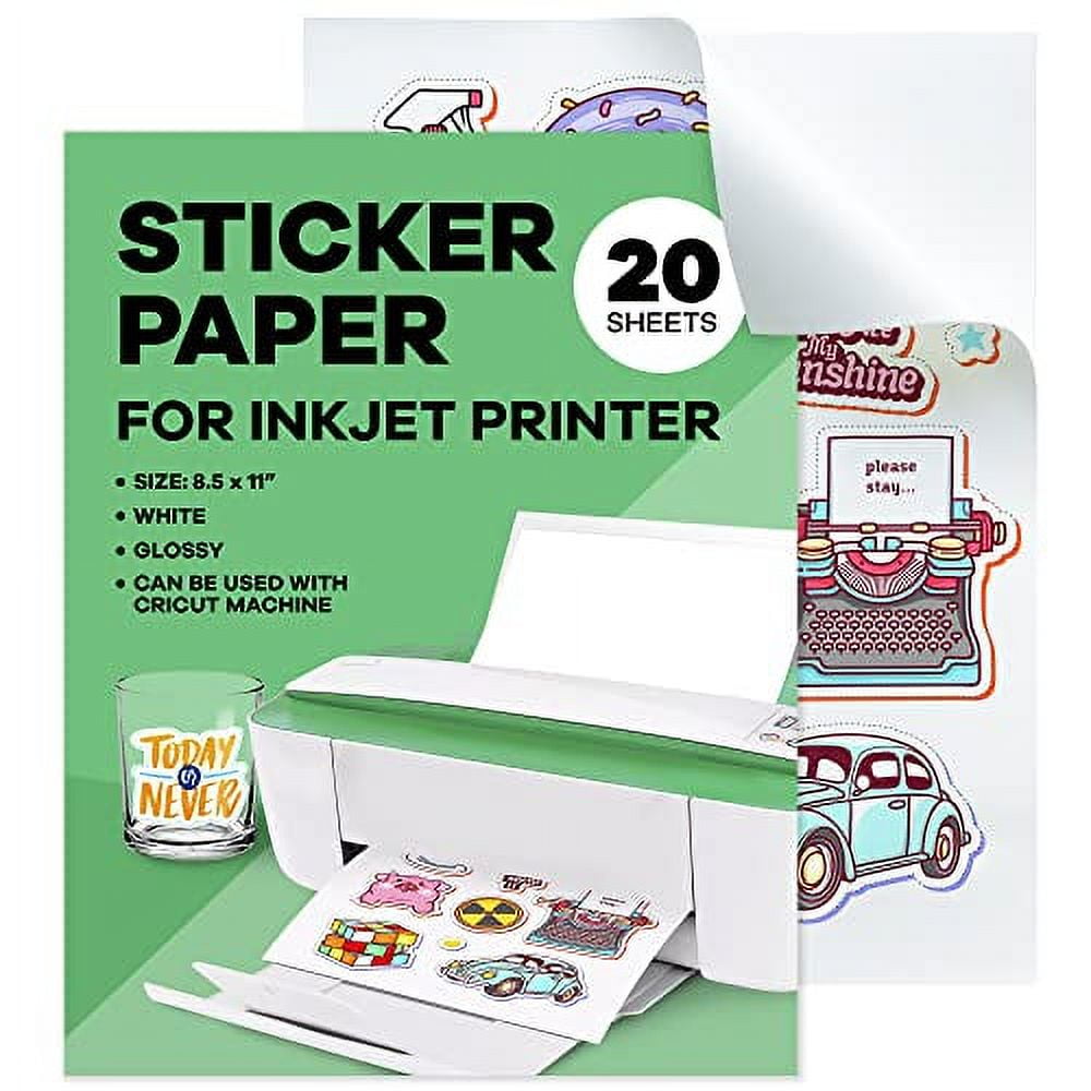 Sticker Paper for Inkjet Printer - Glossy Sticker Paper (20 Sheets 8 ...
