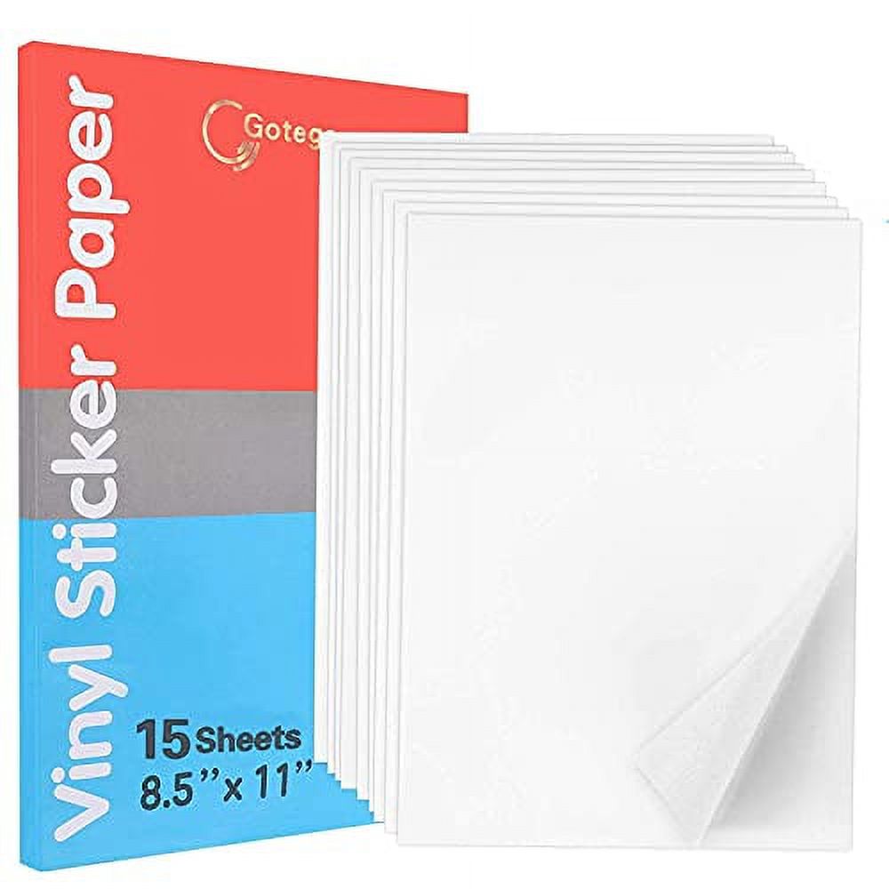 Sticker Paper for Inkjet .. Printer Vinyl Label Paper .. 8.5 inches x11 ...