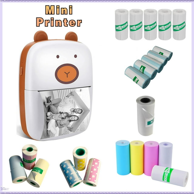 Sticker Printer Machine- Mini Thermal Printer Inkless Notes Portable ...