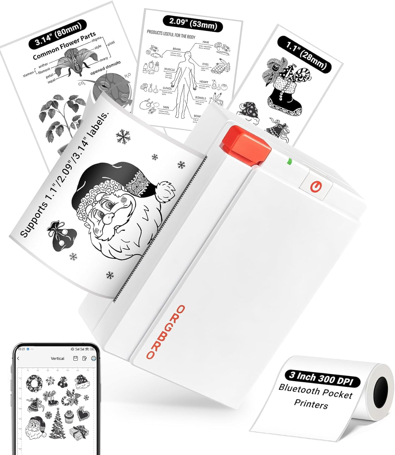 Sticker Printer Machine, X3 Mini Printer Print Pods Portable Thermal ...