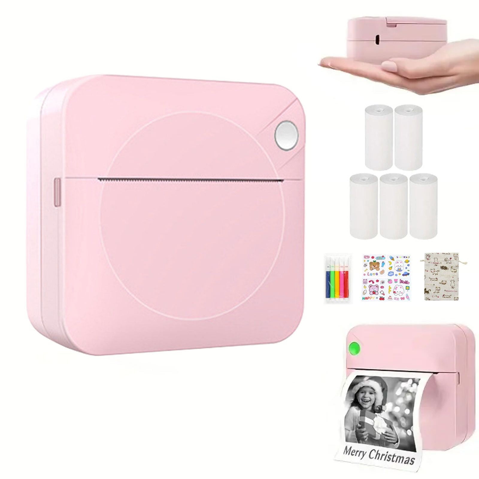 Sticker Printer, Mini Pocket Inkless Thermal Printers with5 Rolls ...