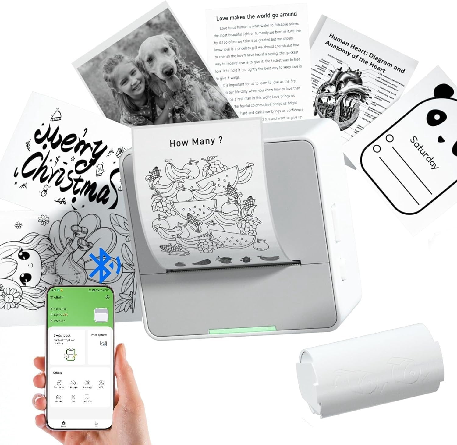 Sticker Printer - Mini Portable Printer Thermal Label Printer with 1 ...