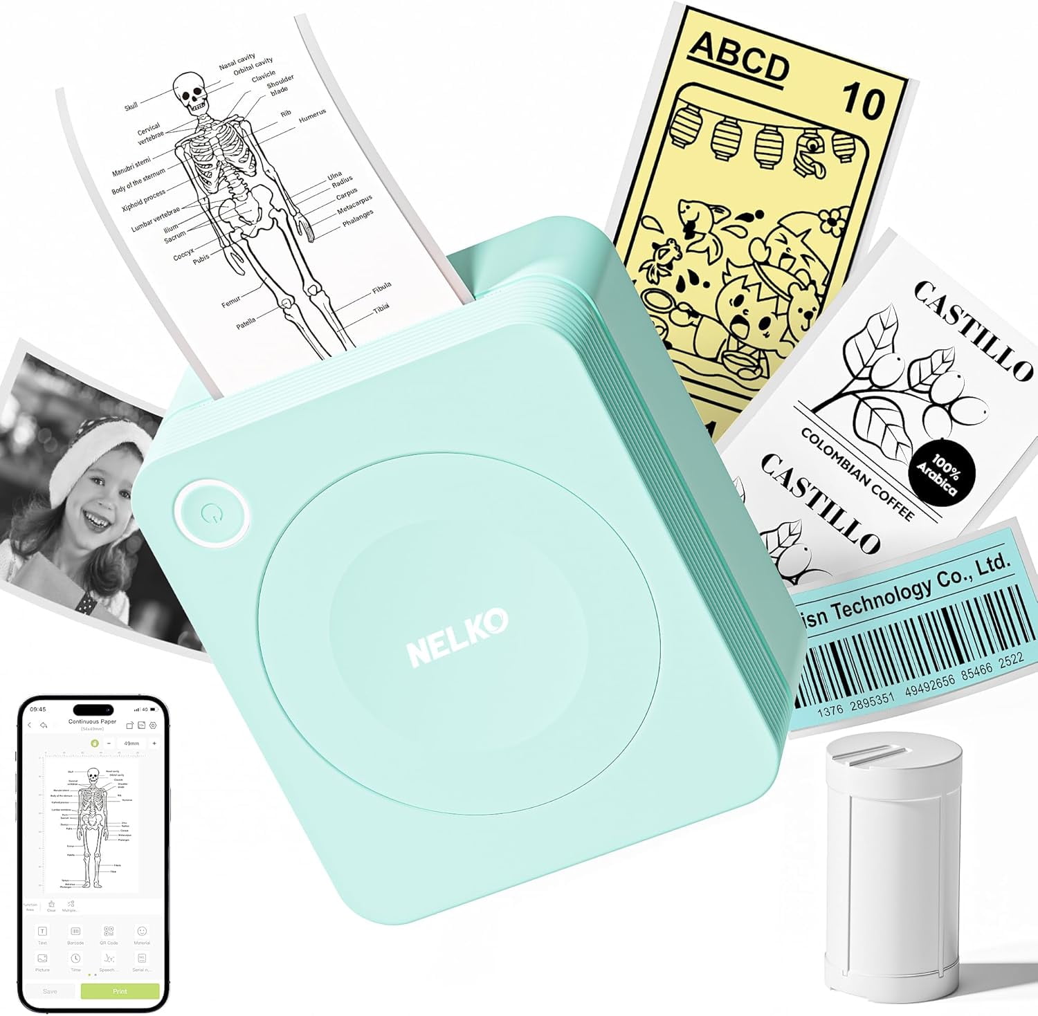 Sticker Printer, PM230 Mini Printer Bluetooth Portabel Maker with 1 ...