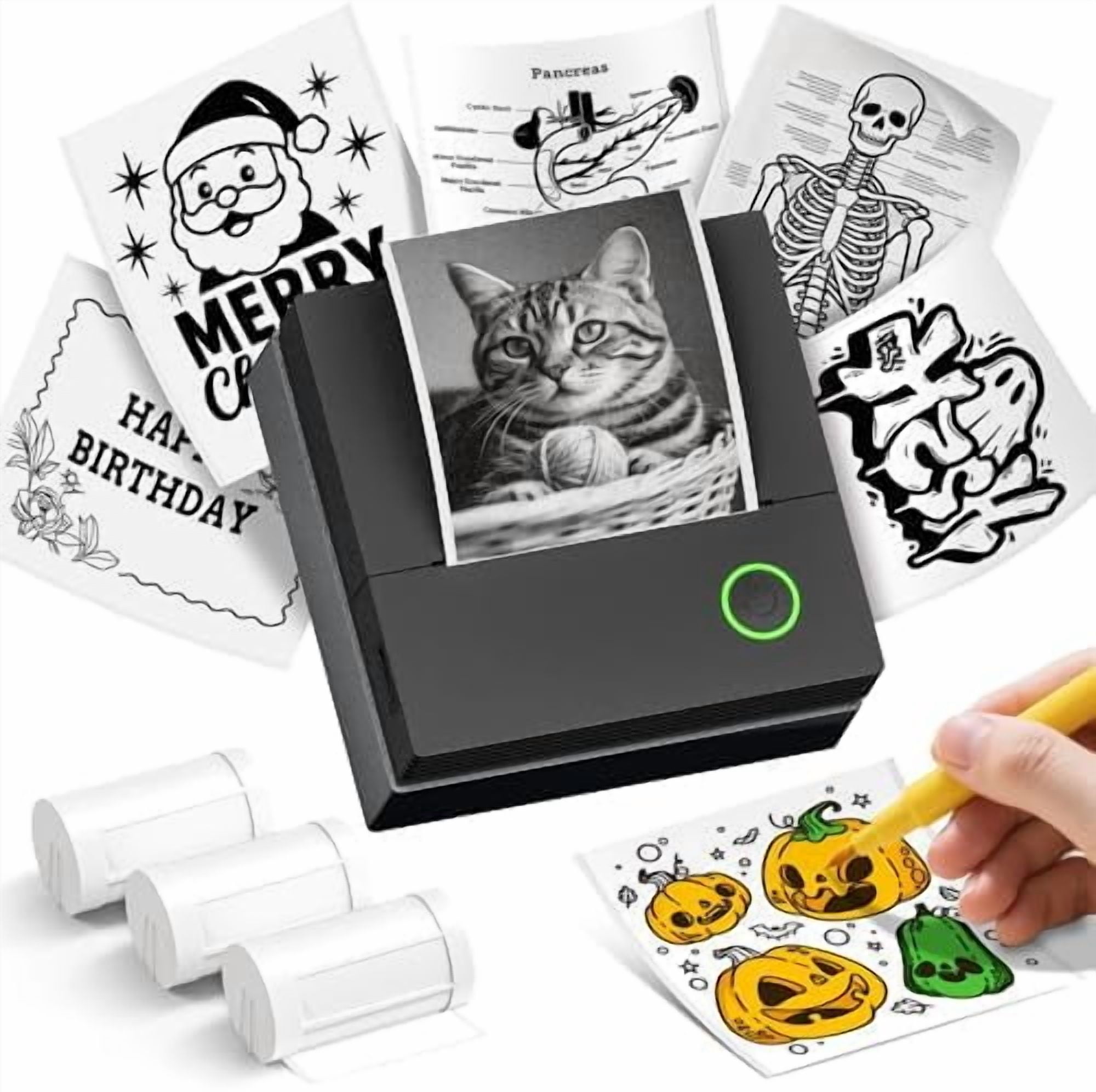 Sticker Printer, PM290C Portable Mini Printer, Inkless Bluetooth ...