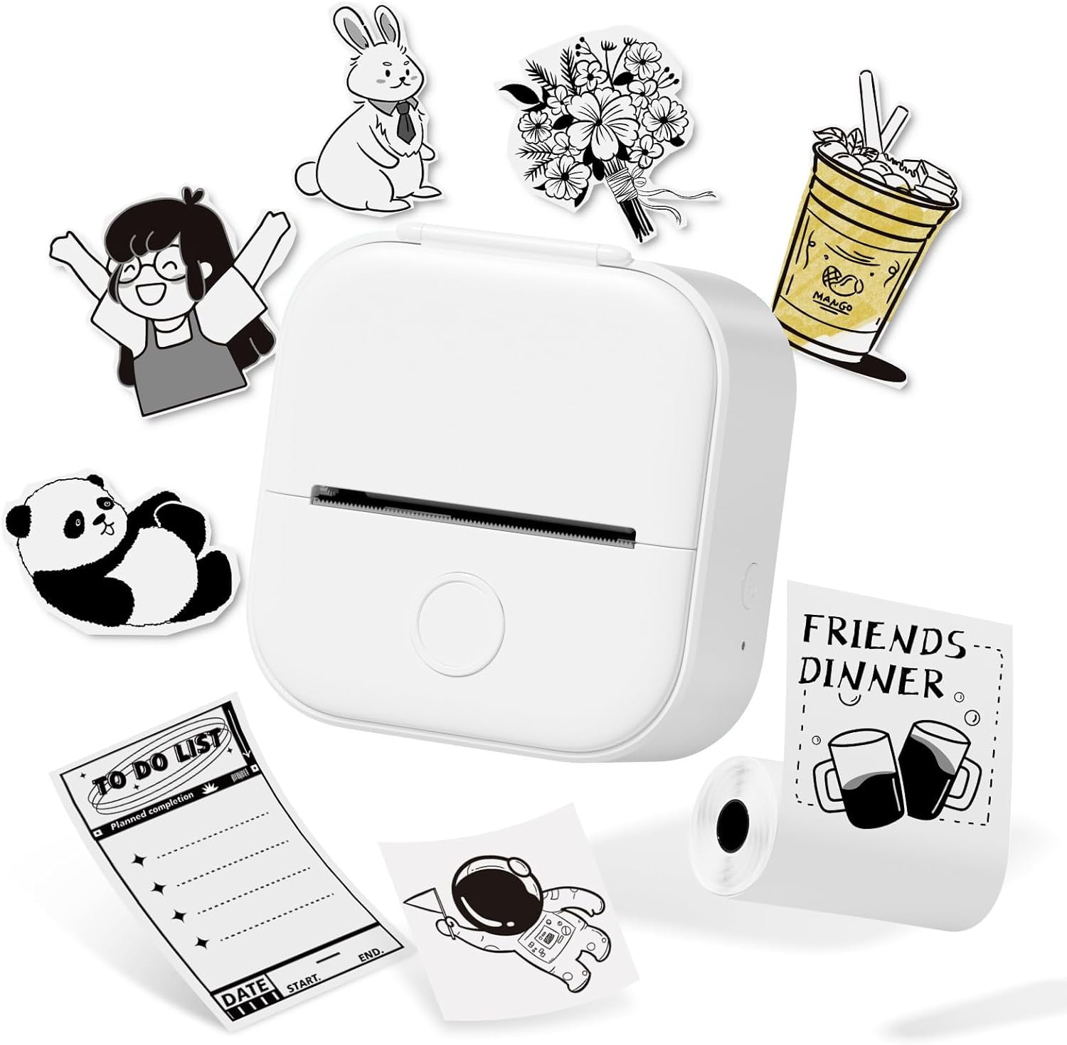 Sticker Printer - Portable Thermal Printer T02 Print Pods Mini Printer ...