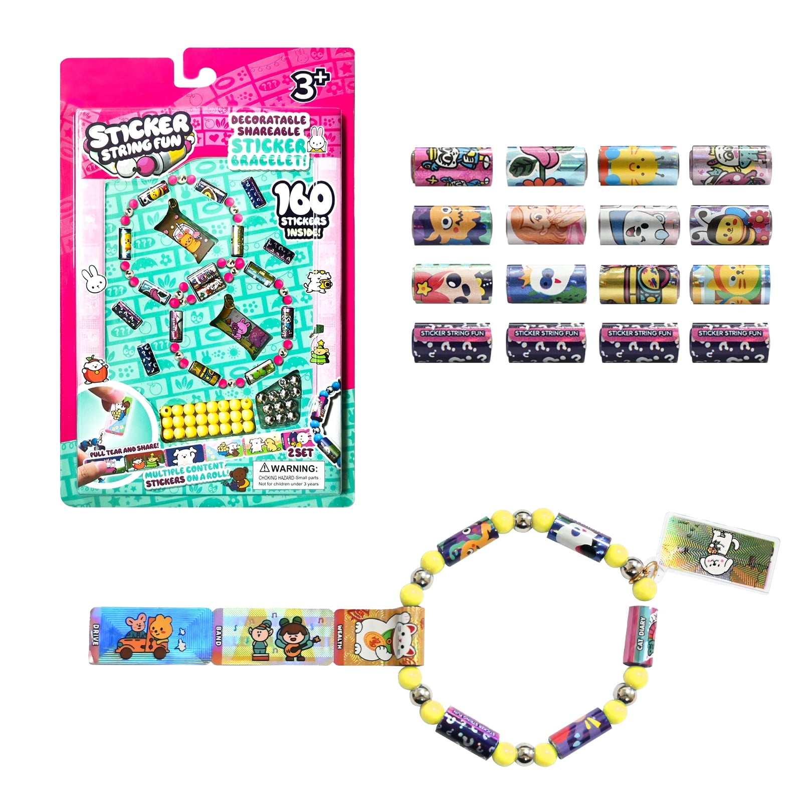 XDR Sticker Roll Bracelets for Kids, 160+ Holographic Stickers ...