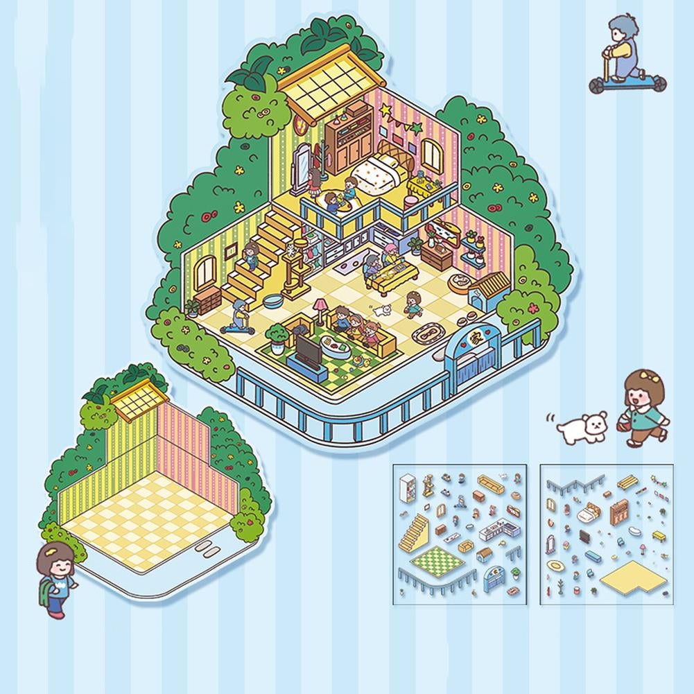 Sticker Scenes, DIY Miniature 3D Scene Stickers, DIY 3D House Sticker ...