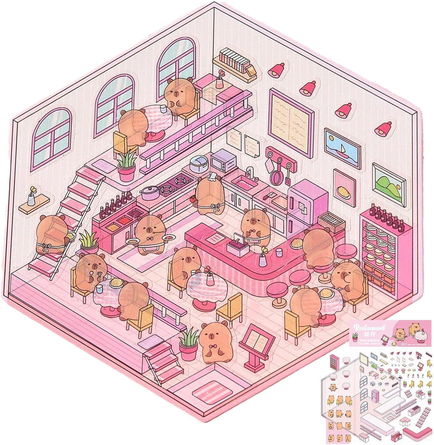 Sticker Scenes for Kids - 3D Capybara Scene Sticker for Kids,Cartoon ...