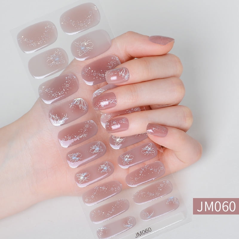 Sticker Semi Cured Gel Nail Polish Strips Gel Nail Full Wraps Strips ...