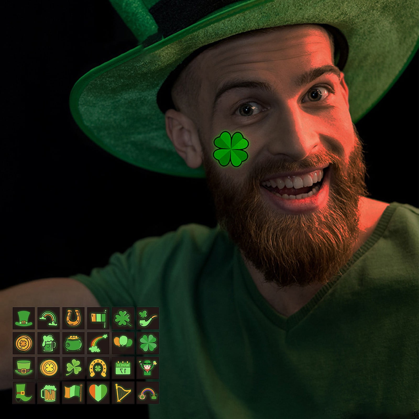 Sticker Set 24pcs St. Patrick's Day Theme Stickers Clovers Face ...