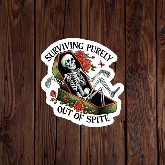 Sticker Surviving Purely Out Of Spite Skeleton Grave Death Sticker ...