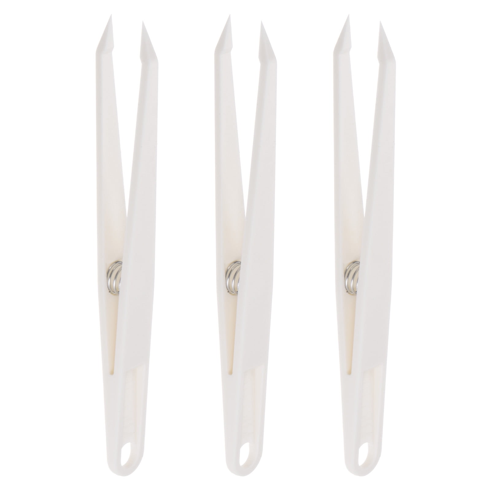 Sticker Tweezers for Crafting Straight Pointed Tip with Spring, White ...