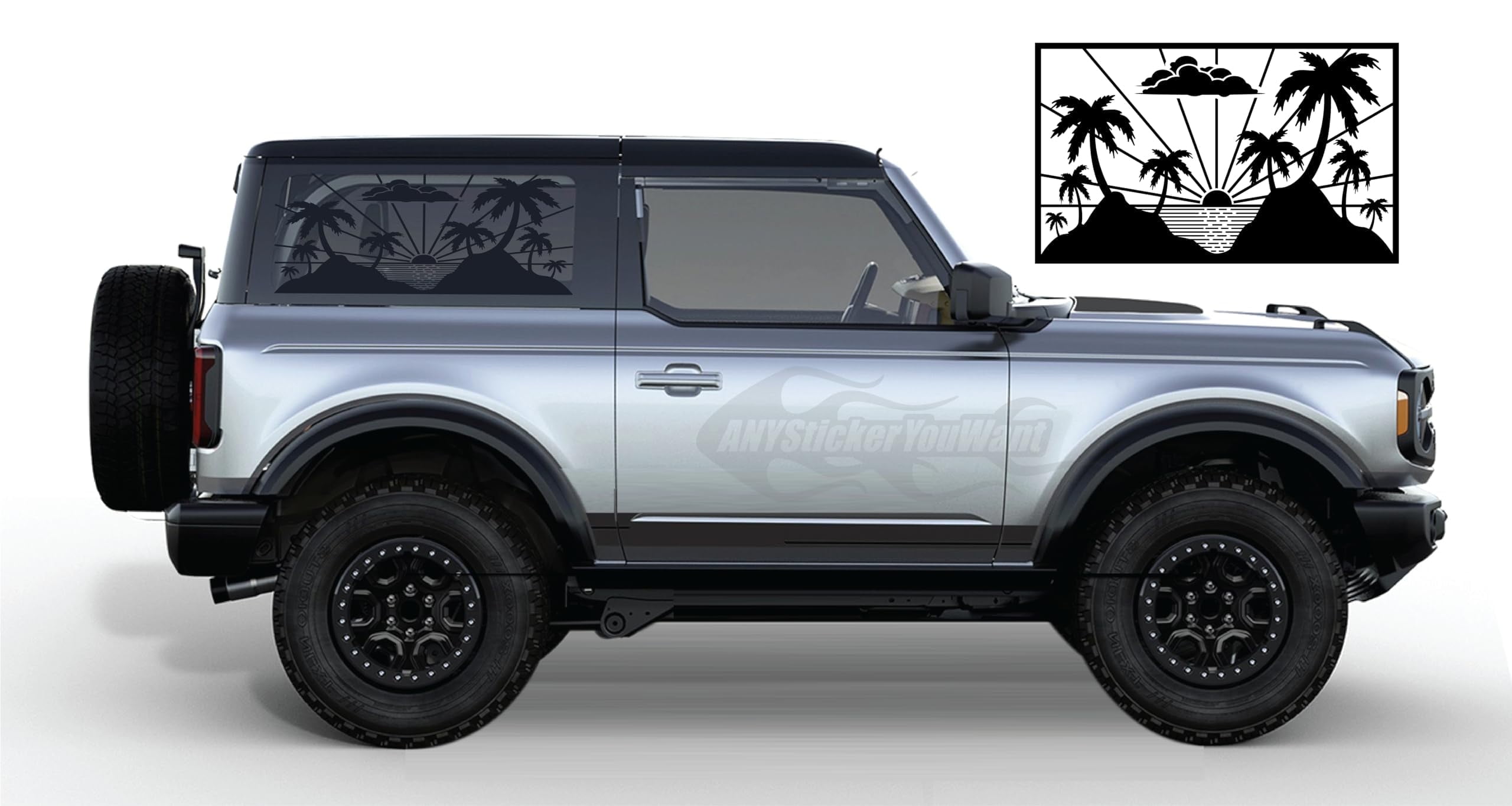 Any Sticker You Want - Hawaiian Beachy Palm Tree Theme Rear Side Window ...