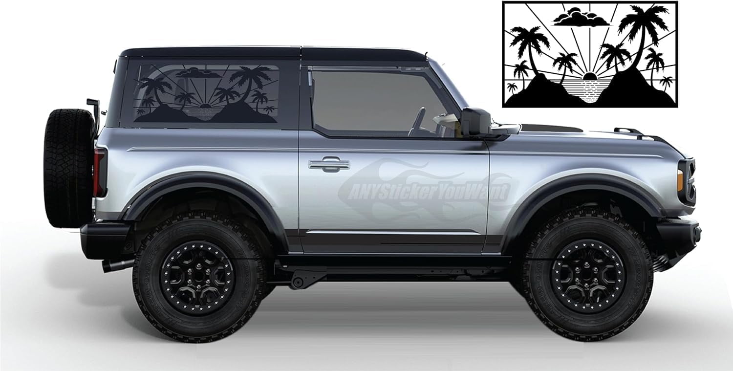 Any Sticker You Want - Universal Hawaiian Beachy Palm Tree Theme Rear Side Window Vinyl Decal ...