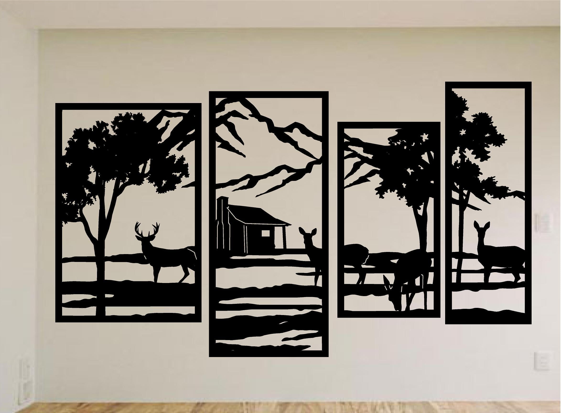 StickerChef Deer Scene Wall Decals Mural Home Rustic Décor Vinyl Cabin ...