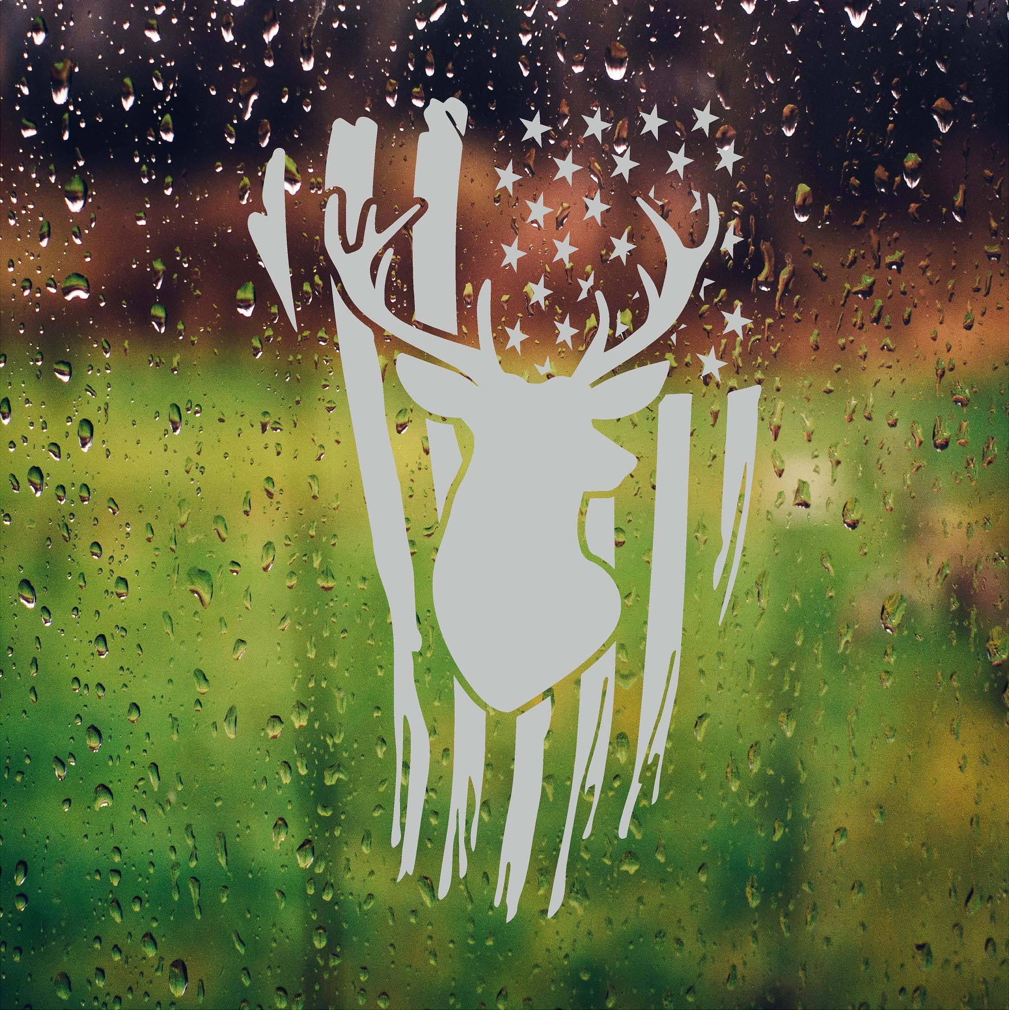 StickerChef Etched Glass Vinyl Decal Deer US Flag Entry Way Cabinet ...