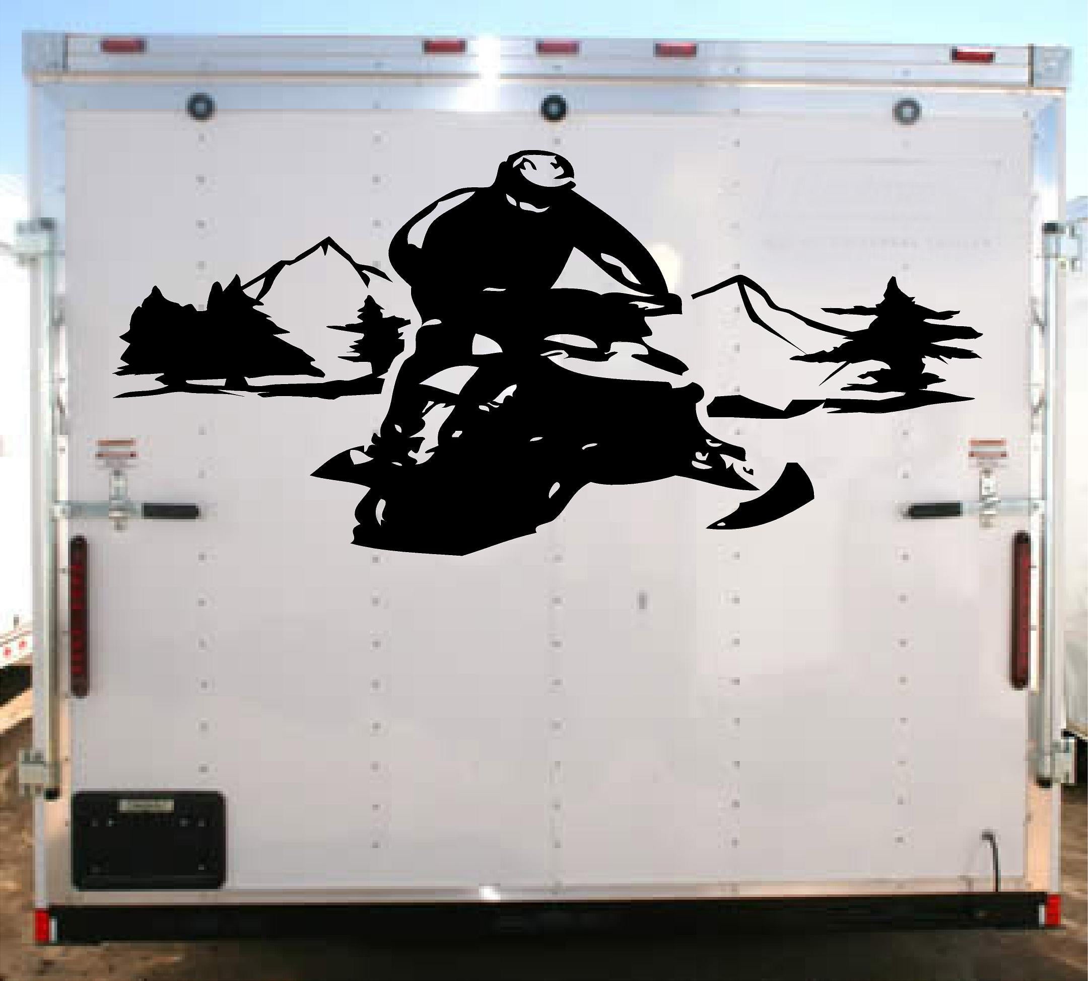 StickerChef Fly Snowmobile Racing Trailer Decals Mountains Trees ...