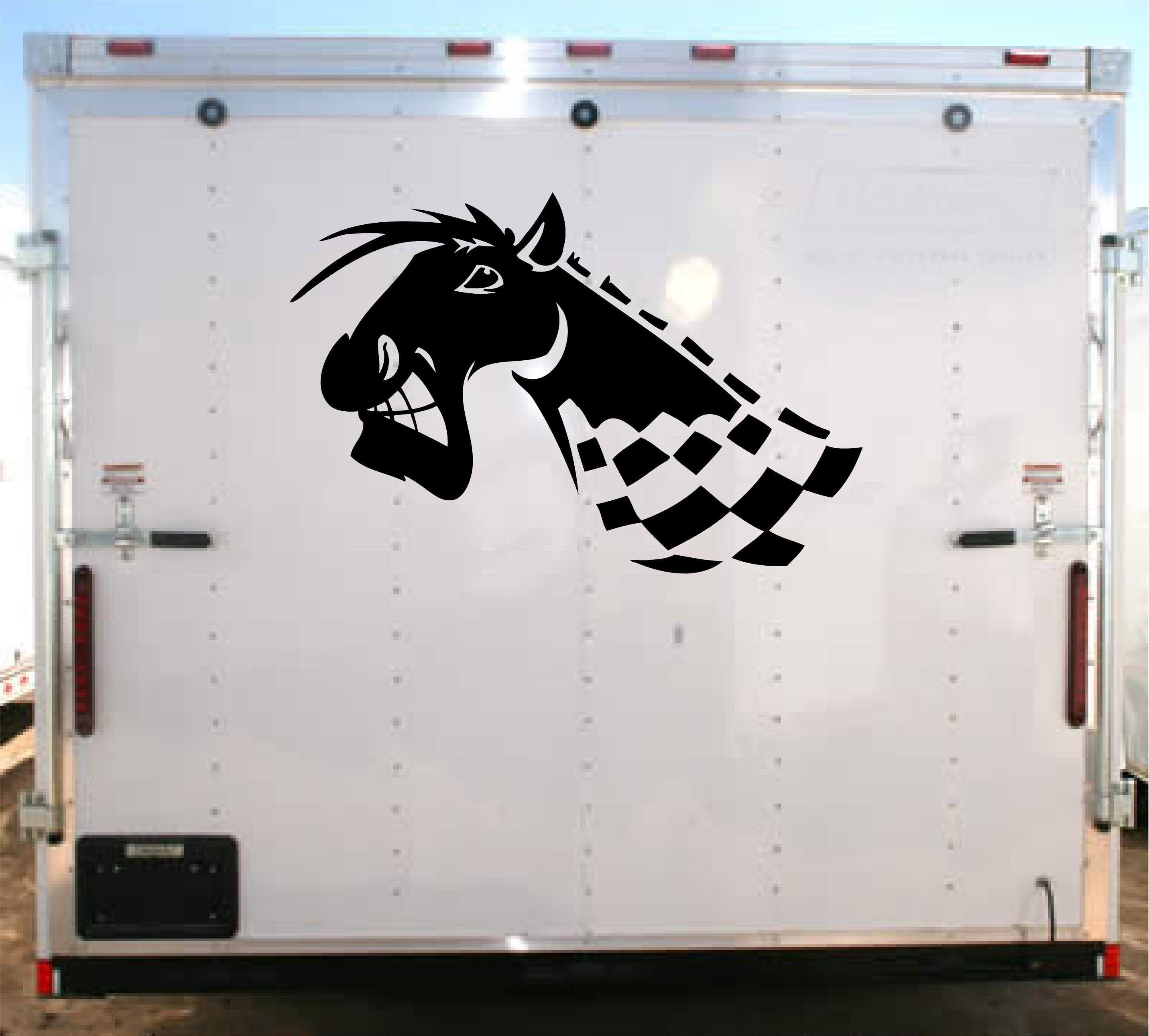 StickerChef Grinning Horse Checkered Racing Decal Auto Truck Trailer ...