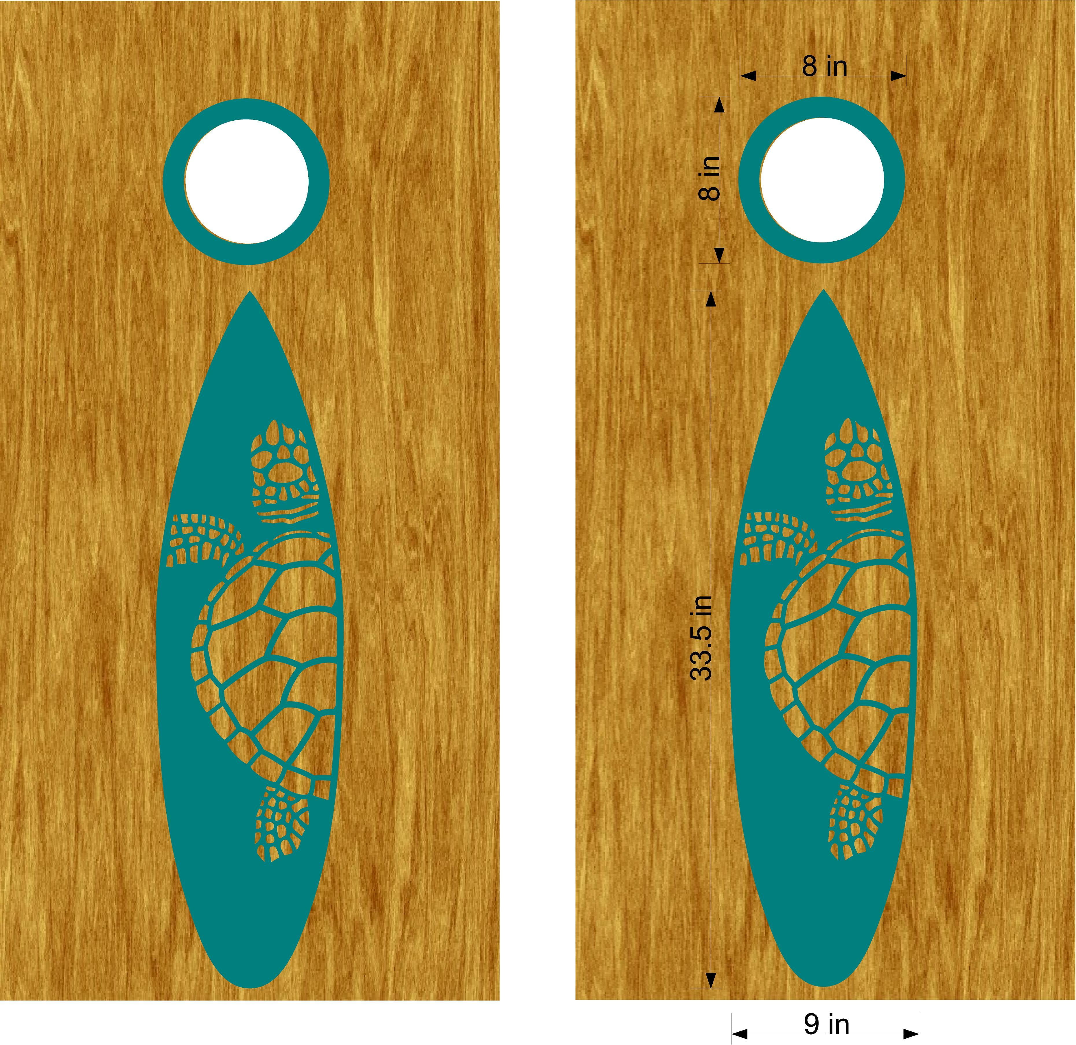 StickerChef Surfboard Sea Turtle Ocean Cornhole Board Vinyl Decal ...
