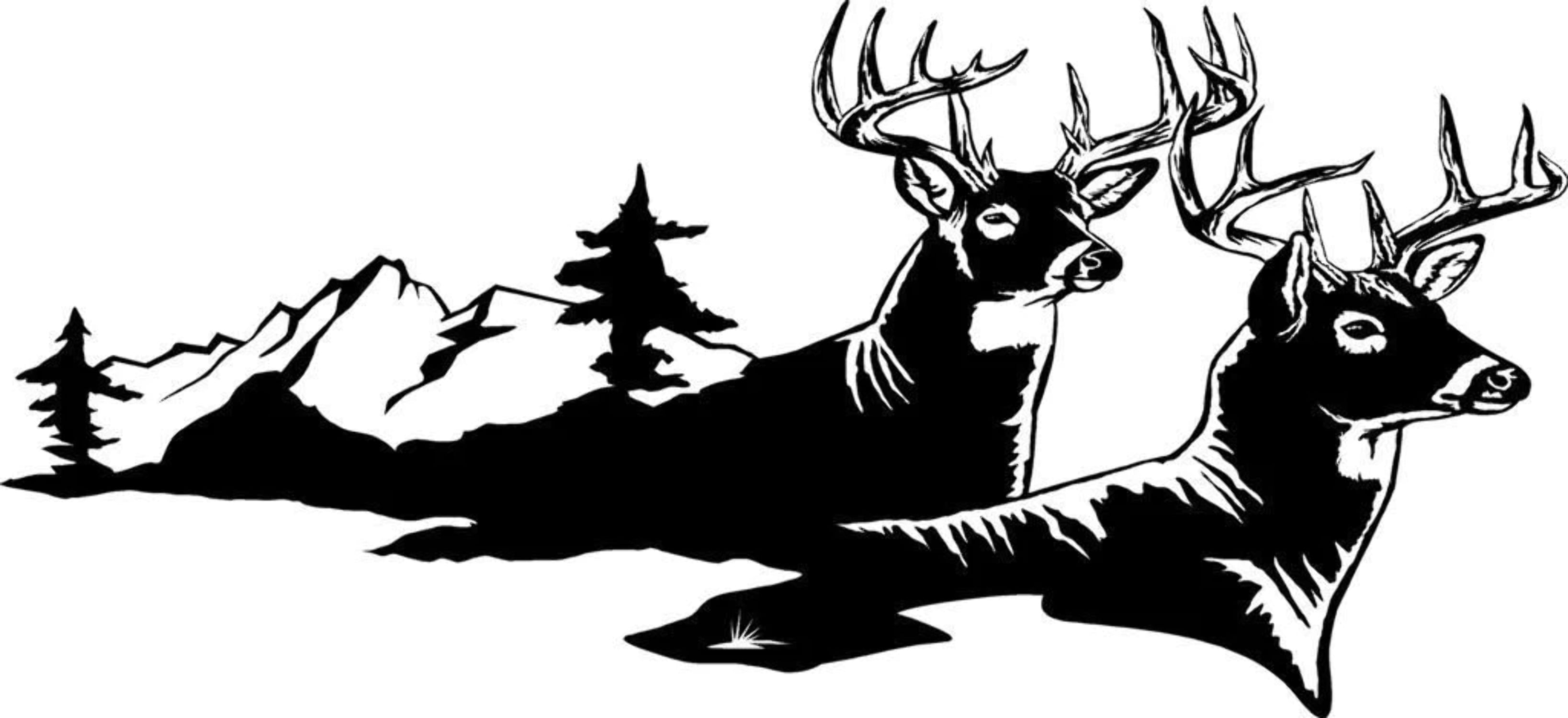 StickerChef Two Bucks Deer Wall Decals Mural Home Decor Vinyl Stickers ...