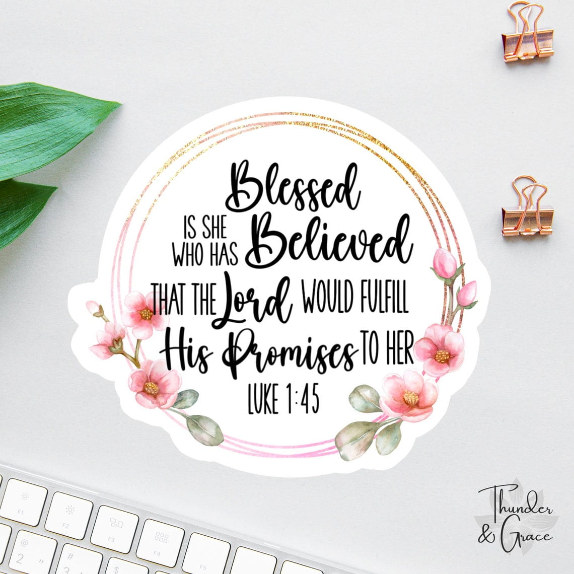 StickerCraft Blessed Is She Who Has Believed, Luke 1:45, Religious er ...