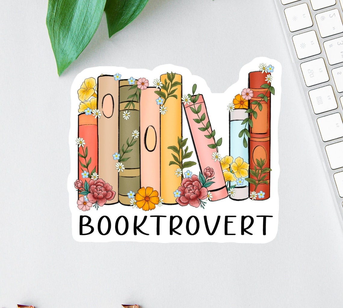 StickerCraft Booktrovert er, Floral Book er, Book Lover Decal, Laptop ...
