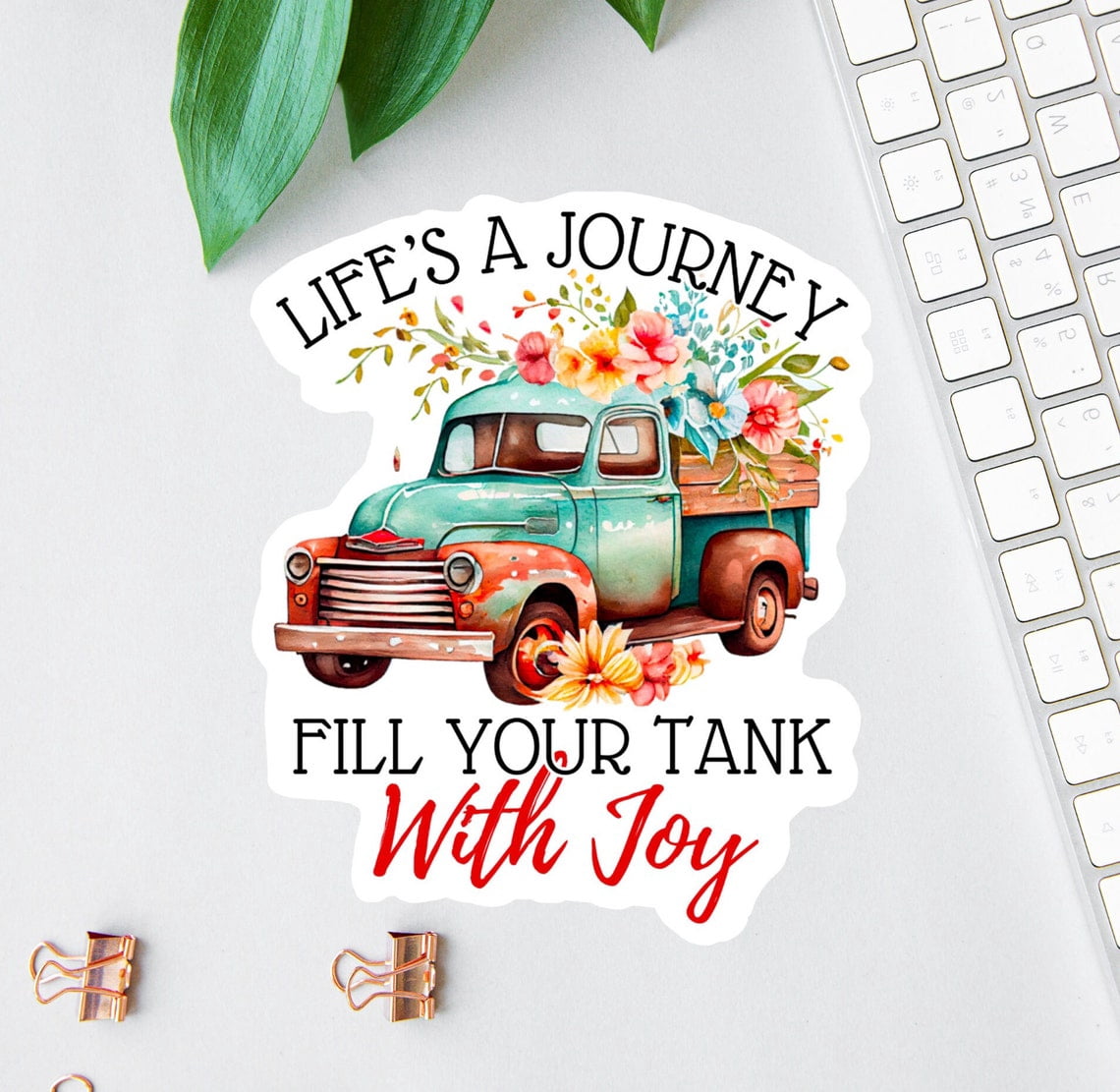 StickerCraft Choose Joy Decal, Floral Farm Truck Decal, Laptop er ...