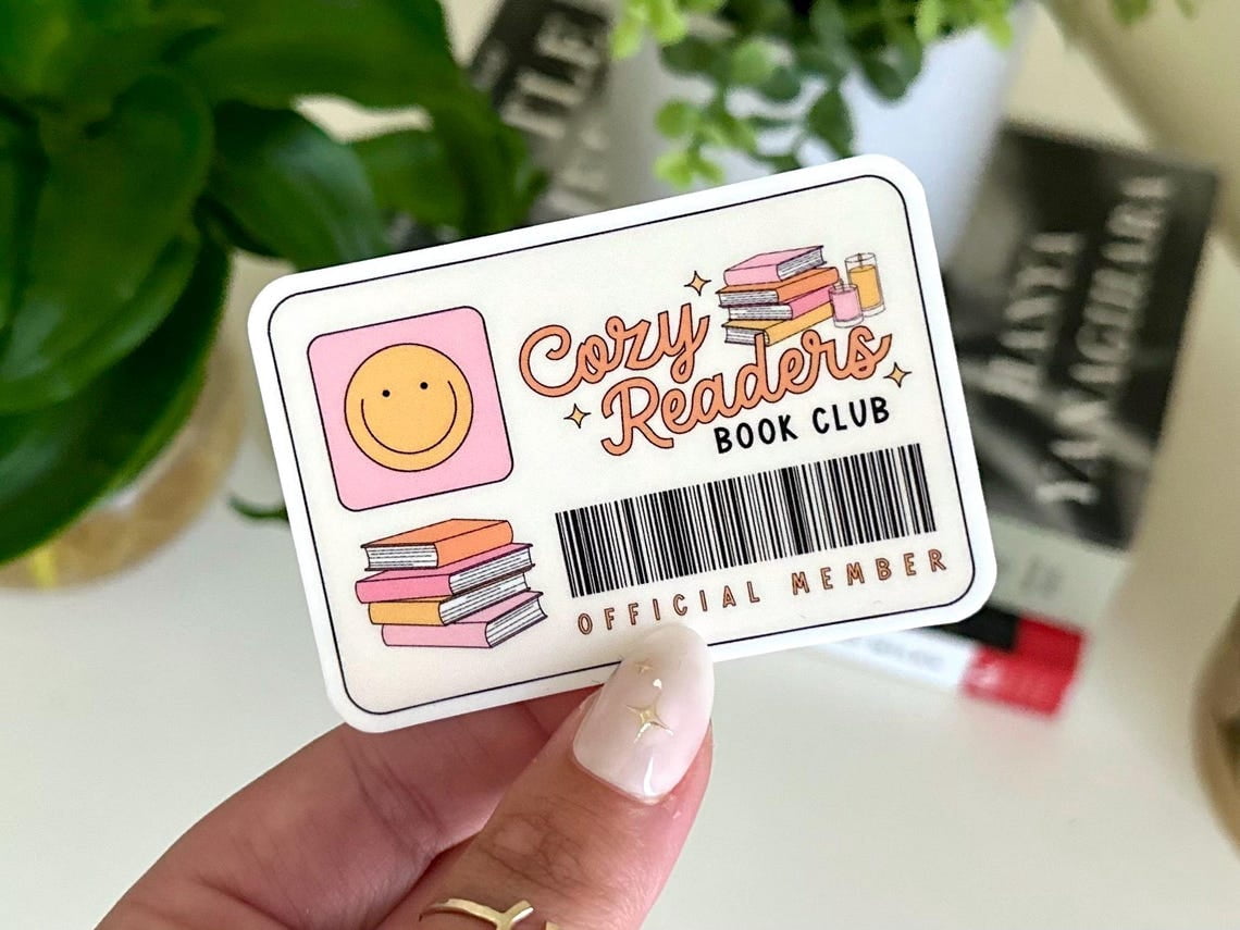 StickerCraft Cozy Readers Book Club Waterproof er, Book ers, Gifts for ...