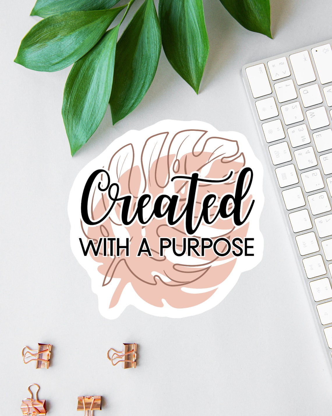 StickerCraft Created With A Purpose er, Christian Decal, Monstera ...