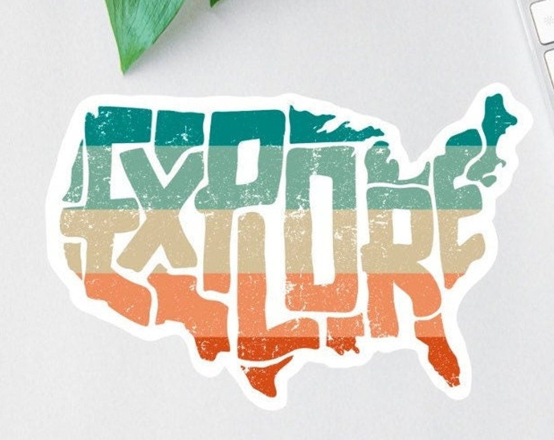 StickerCraft Explore More er or Magnet, Retro Sunset Decal, USA Map er ...