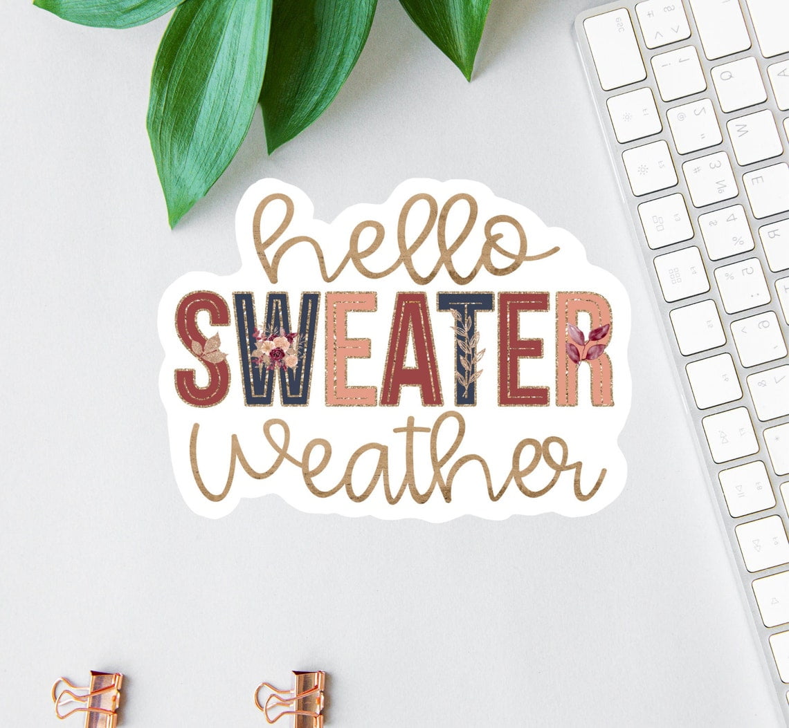 StickerCraft Hello Sweater Weather er, Fall Leaf Label, Happy Fall Yall ...