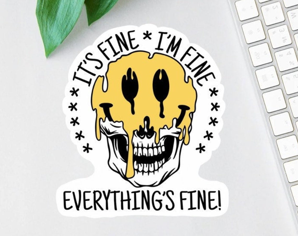 StickerCraft It's Fine, I'm Fine, Everything's Fine er, Funny Laptop Decals, Helmet Decal ...