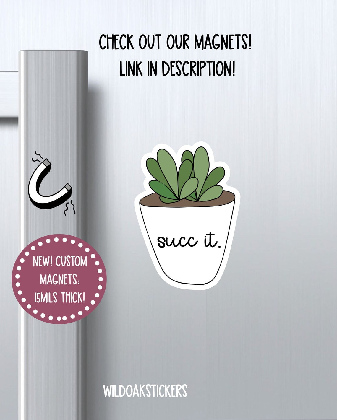 StickerCraft NEW succulent plant magnet, plants magnet, plant mom funny ...