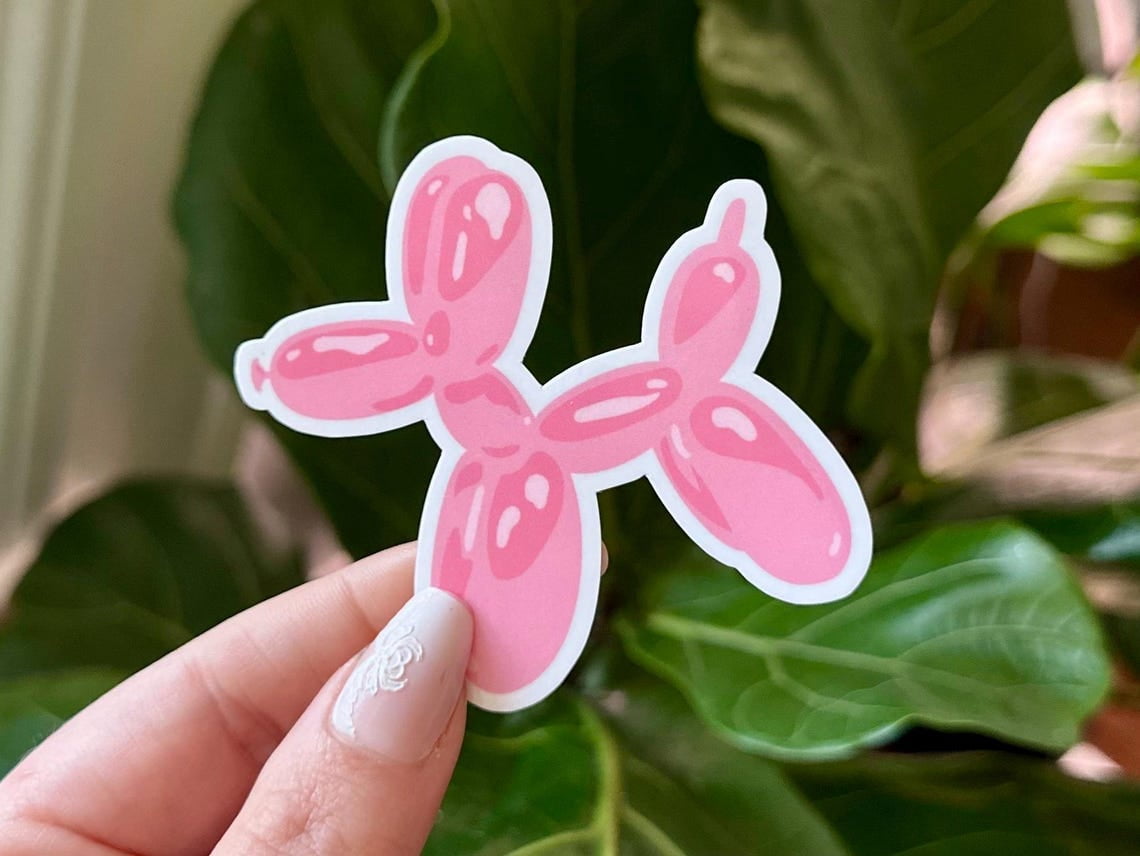 StickerCraft Pink Balloon Dog Waterproof er, Cake Gifts, Trendy ers ...