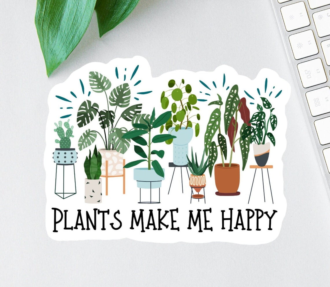 StickerCraft Plants Make Me Happy er, Crazy Plant Lady Decal, Laptop er ...