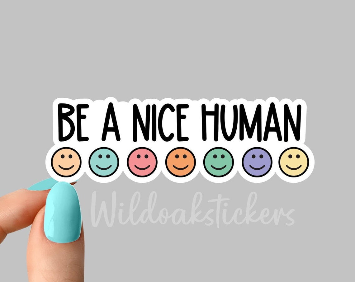 StickerCraft Smiley Face Be A Nice Human er Laptop Decals, retro smiley ...