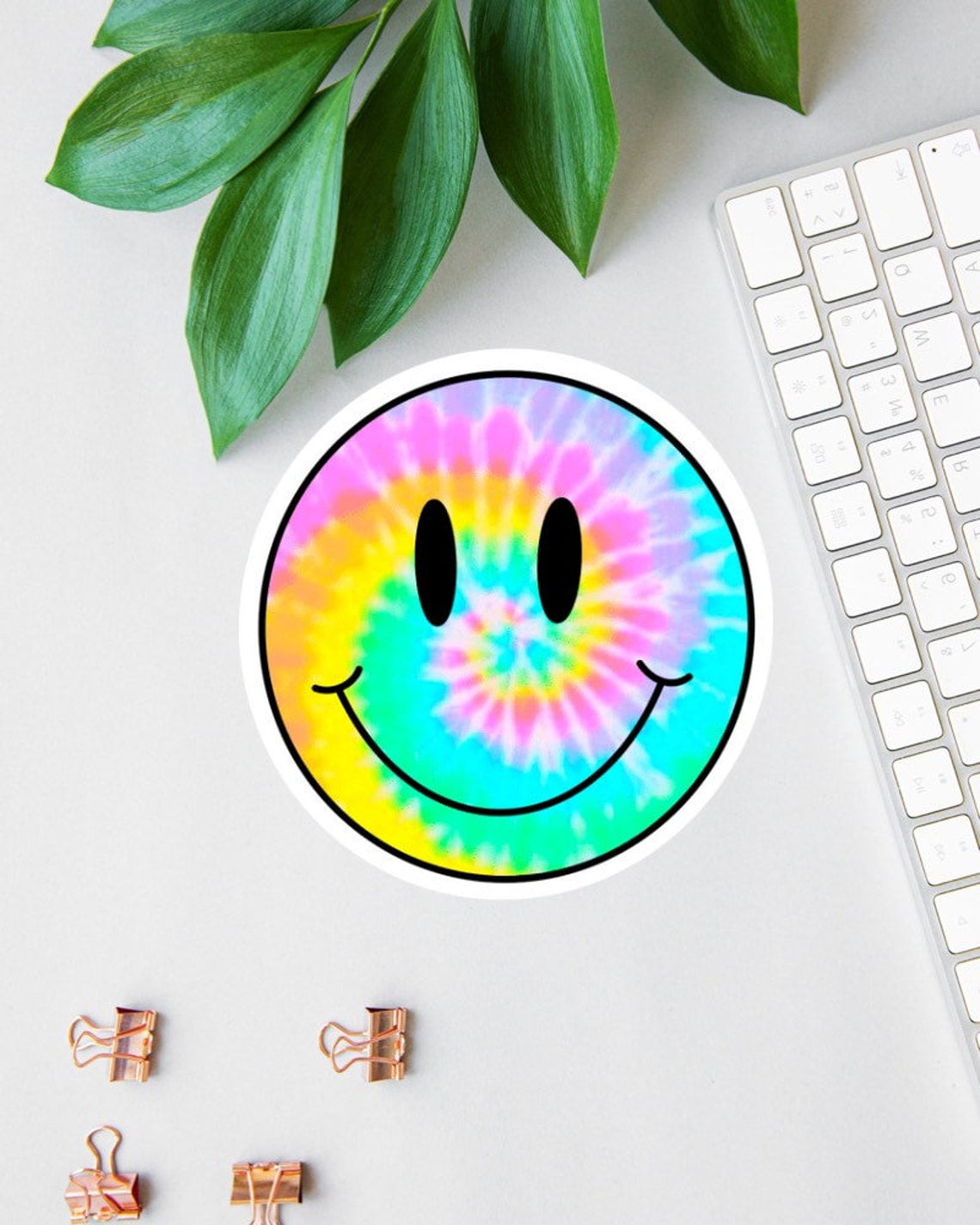 StickerCraft Smiley Face Vinyl Decal, Tie Dye Laptop Decal, Happiness ...