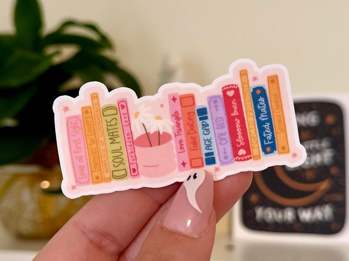 StickerCraft Tropes *pink version* Waterproof er, Book ers, Gifts for Readers, Bookish Laptop er ...