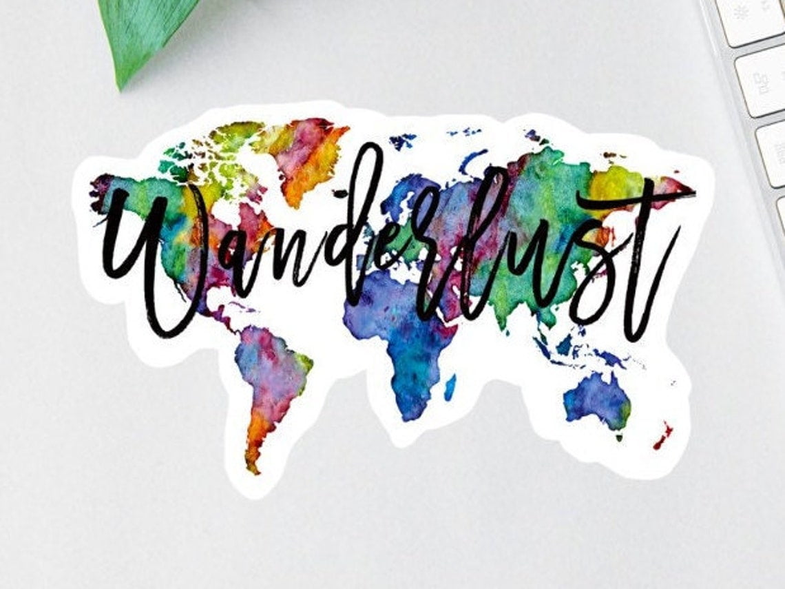 StickerCraft Wanderlust er, Travel Decal, World Map Decal, Luggage er ...
