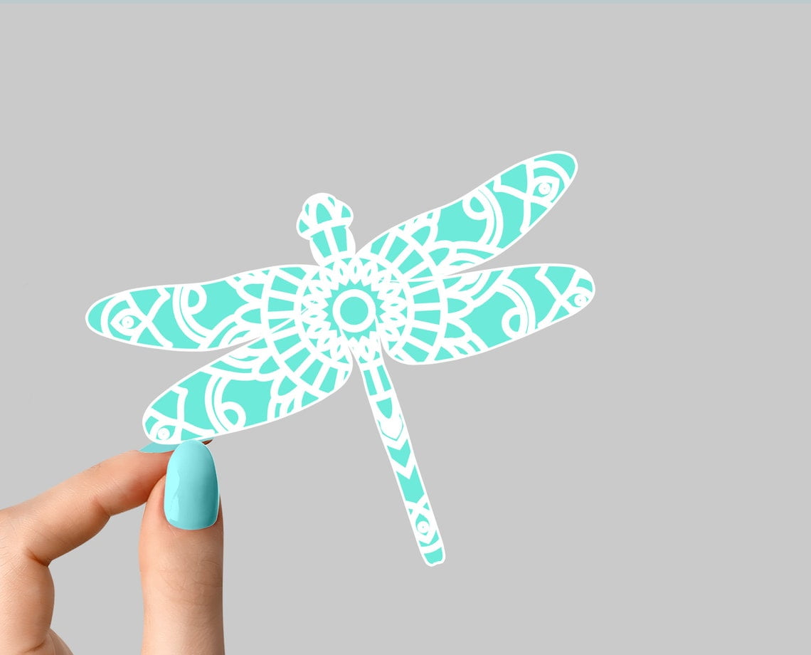 StickerCraft dragonfly mandala teal ers, dragonfly ers, mandala ers ...