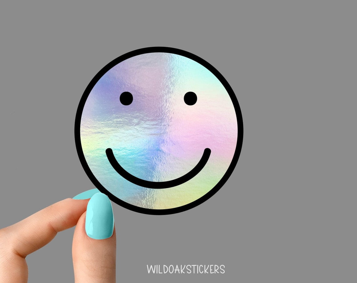 StickerCraft holographic smiley face ers, happy funny er, be happy ...