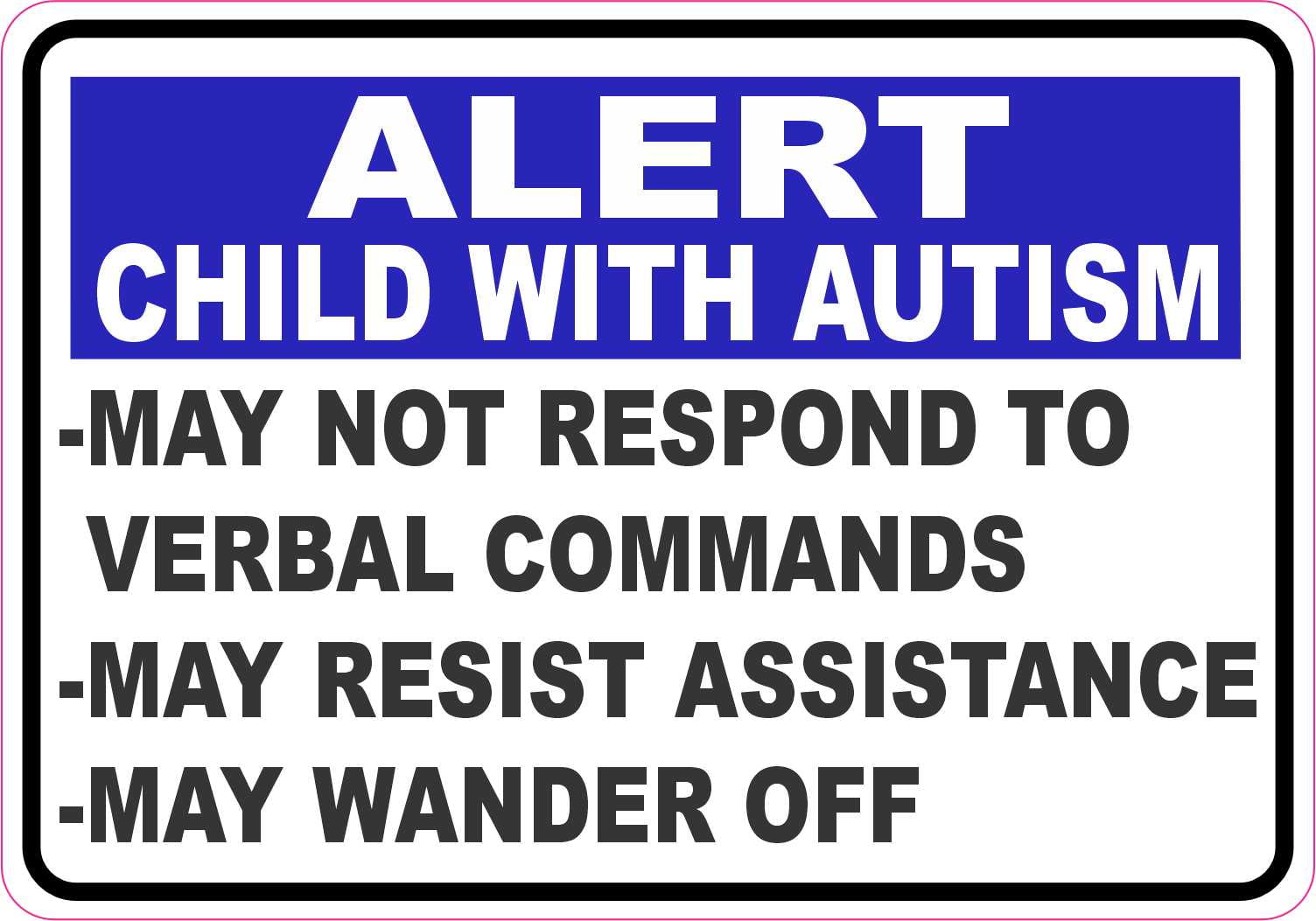 StickerTalk Alert Child with Autism Magnet, 5 inches x 3.5 inches ...